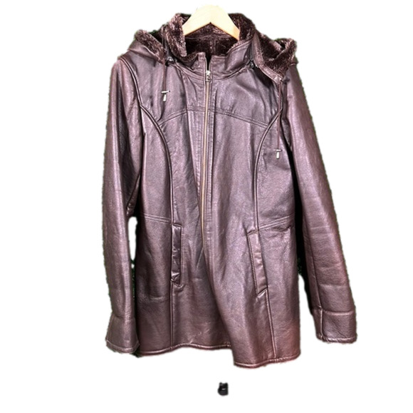 Danier | Jackets & Coats | Vintage Danier Brown Leather Long Hooded Jacket W Faux Fur Lining ...